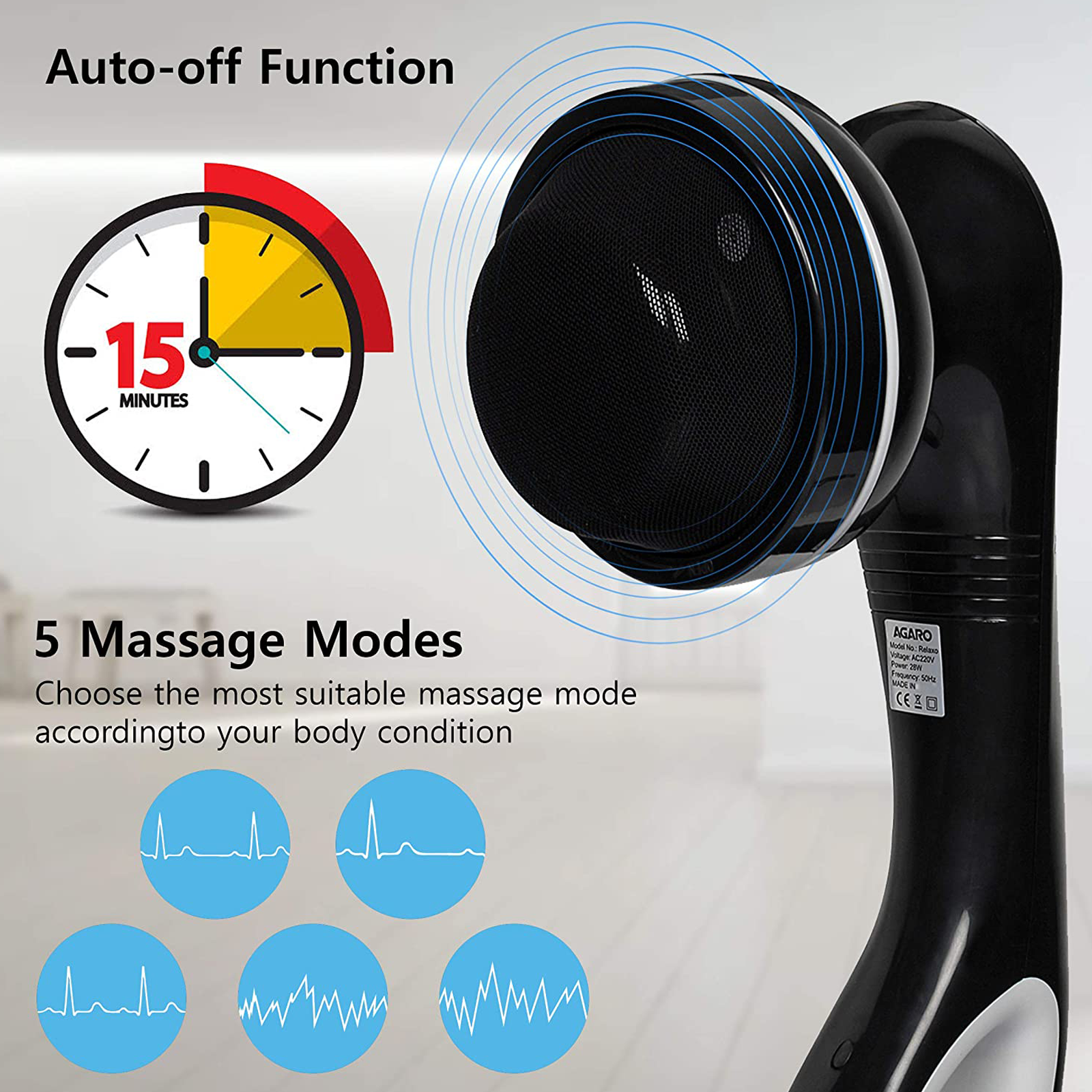 Buy Agaro Relaxo Full Body Massager 5 Vibration Modes 33324 Black Online Croma